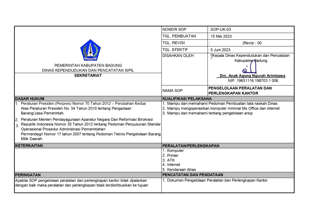 SOP BIDANG KEPEGAWAIAN | Website Resmi Dinas Kependudukan dan ...